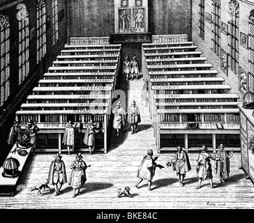 the library of the University of Leiden or Leyden, 17th century, the ...