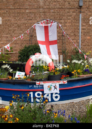 Fishing boat decorated with flowers for St. Peter's Day, patron saint ...