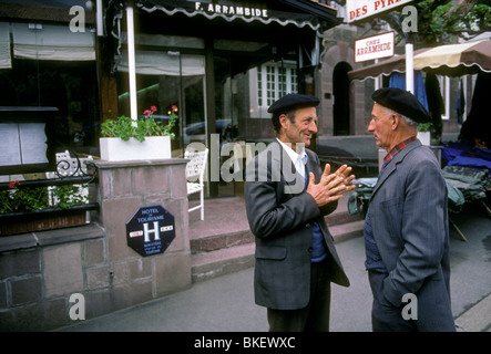 2, two, French Basque men, French Basque, men, Frenchmen, wearing black ...