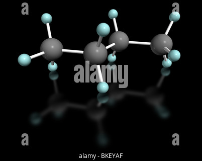 3d render of molecular structure of butane isolated over white ...