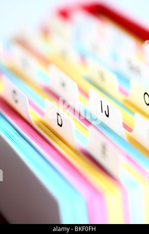 File cards in a box. ABC. in alphabetic order Stock Photo - Alamy