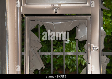 smashed double glazed window fire burnt Stock Photo - Alamy