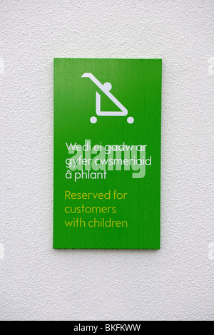 Welsh/English bilingual car park sign Broadhaven Dyfed SW Wales UK ...