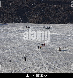 Ash and dirt on snow from volcanic ash cloud due to eruption of ...