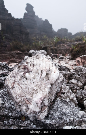 Quartz crystals at Crystals Valley, Mount Roraima, in the triple border ...