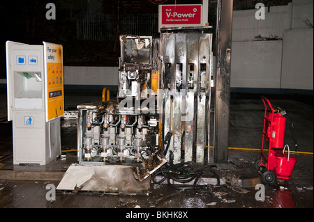 Petrol station fuel pump destroyed by accidental fire whilst filling ...