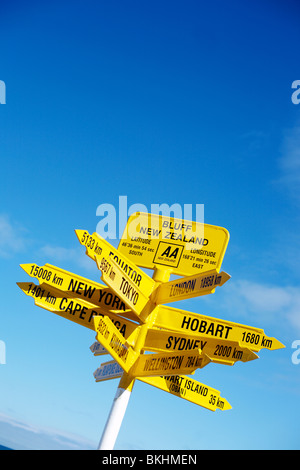 The Stirling Point Signpost at the southern tip of Bluff, near ...