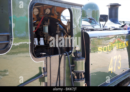 Steam Train Locomotive Footplate Showing Pipes & Levers & Billy Can ...