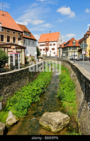 Dettelbach with the Dettel stream flowing through the centre and ...