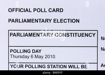 Voting card official UK election poll card Stock Photo - Alamy