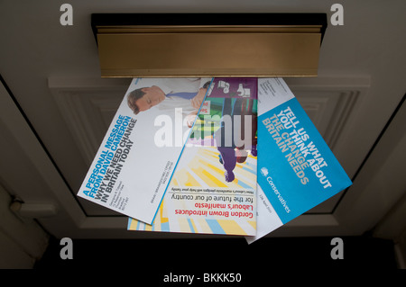 General Election 2010, Labour and Conservative Party leaflets in a ...