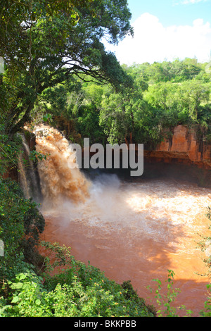 Falls on the Thika River red with mud after heavy rains Kenya East ...