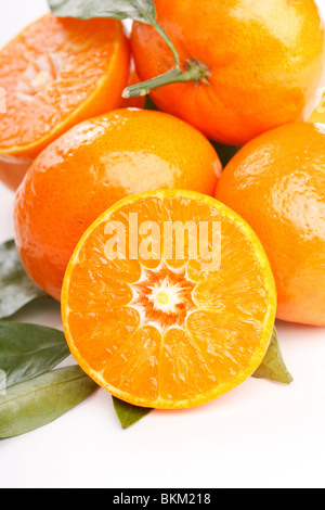 Fresh citrus fruits, mandarines, clementines, tangerines on a market ...