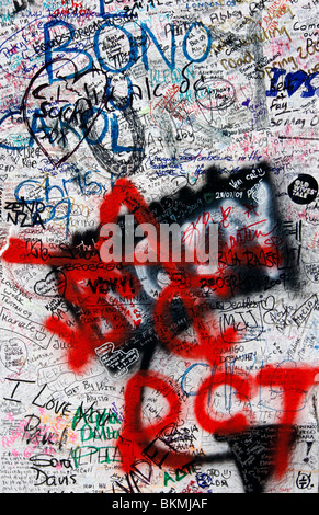 Graffiti on Wall Outside Abbey Road Recording Studios, London, Britain ...