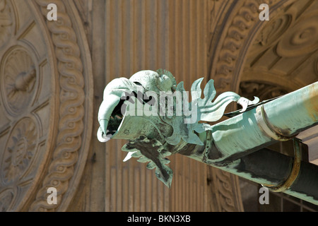 Copper guttering with dragon gargoyle on the exterior of the Wawel ...