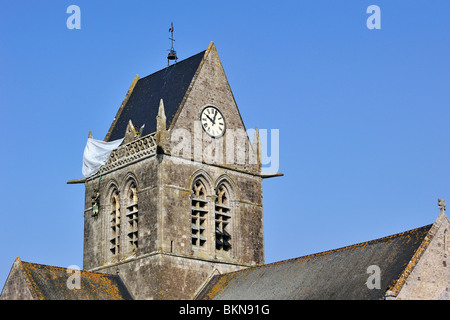 D Day,parachutist John Steele on the church at Sainte-Mere-Eglise ...