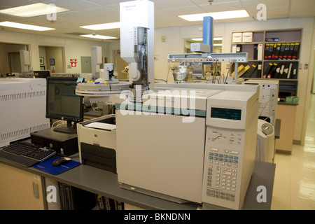 Gas chromatograph machines used to test various samples of forensic ...