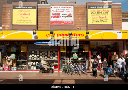 people shopping in the pedestrianised Rhyl town centre, North Wales UK ...
