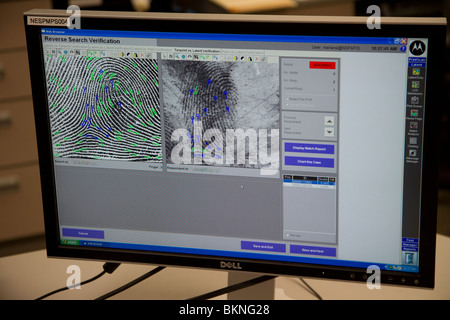 Screen showing AFIS search and match of fingerprint. AFIS is Automated ...