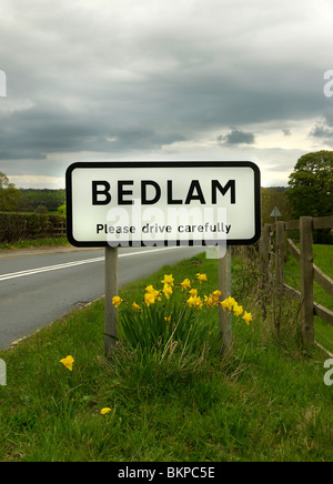 Bedlam Village sign , Yorkshire Stock Photo - Alamy