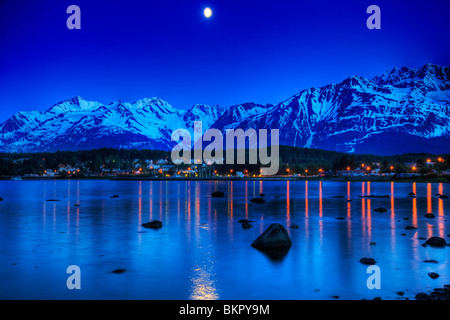Moon over Haines, Alaska Stock Photo - Alamy