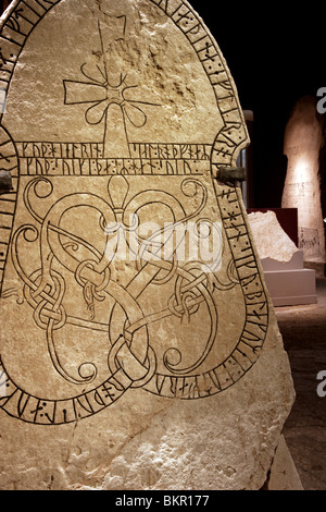 Sweden, Island of Gotland, Visby. Detail from Viking carved rune Stock ...