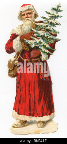Father Christmas Holding the Christmas Tree Stock Photo - Alamy