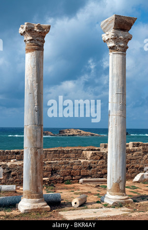Cyrenaica Cyrene Libya . Ancient ruins and headless stone statues ...