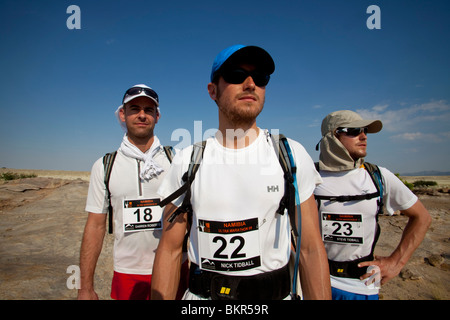 Namibia, Namib Desert, runners compete in the Namibia Ultra Marathon ...