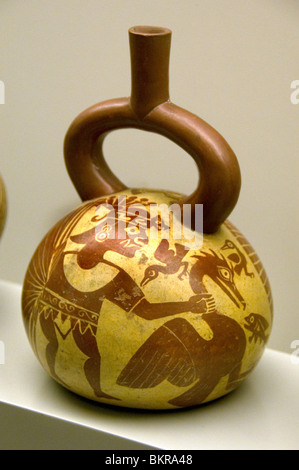 Mochica 100 BC 700 AD Peru Peruvian vase with figure of a warrior Stock ...