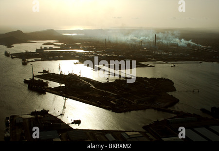 Curacao, aerial view of the Schottegat and the La Isla refinery Stock ...