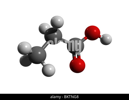 Propionic acid (propanoic acid) molecule. Used as preservative in Stock ...