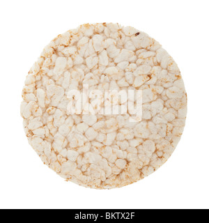Single Low fat rice cake isolated on white background Stock Photo - Alamy