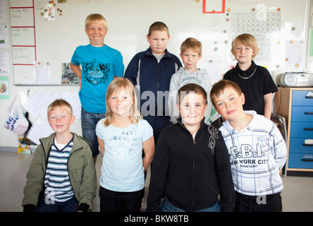Eight Children All in a Row Stock Photo - Alamy