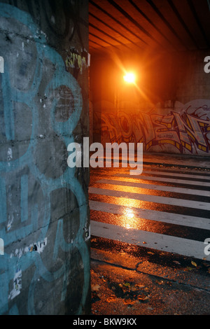 Empty run down subway or underpass winter snow in england uk Stock ...