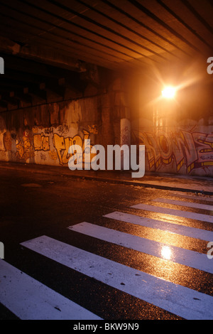 Empty run down subway or underpass winter snow in england uk Stock ...