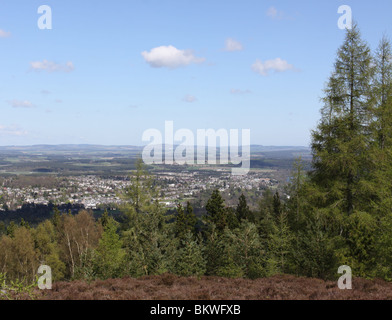 Elevated view of village of Banchory from Scolty Hill Aberdeenshire ...