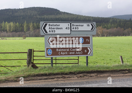 road sign on A93 near Ballater Aberdeenshire Scotland May 2010 Stock ...