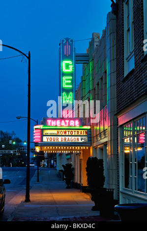 Historic Gem Movie Theatre Neon Marquee at Dusk in Kannapolis, North ...