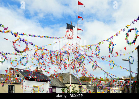 "May Pole" decorated with bunting, Padstow Obby Oss Day, Padstow ...