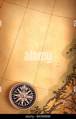 Old vintage compass on ancient map Stock Photo - Alamy