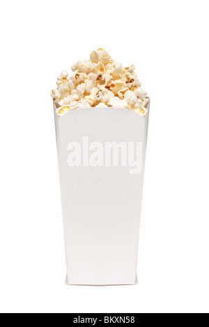Popcorn in cardboard box isolated on white background Stock Photo - Alamy
