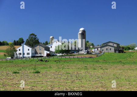 Lancaster County, Pennsylvania: A large Amish farm complex with ...