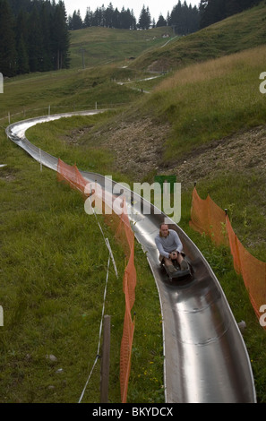 Summer toboggan in Switzerland. Run Strobl made of stainless steel ...
