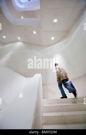 CaixaForum main stair, a white concrete architectural work by Herzog ...