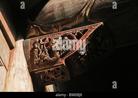 traditional courtyard of a merchants house, timber house in Hongcun ...
