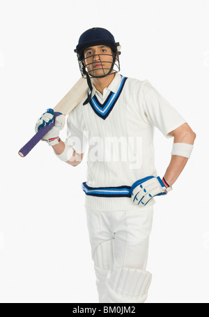 cricket sports batsman front view Stock Photo - Alamy