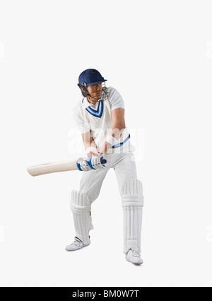 Front view of Cricket Batsman Action, Cricket game closeup player ...