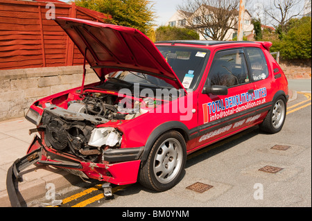 Total Demolition car crushed in crash Stock Photo - Alamy