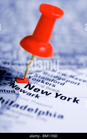 thumbtack in a map. travel destinations Stock Photo - Alamy